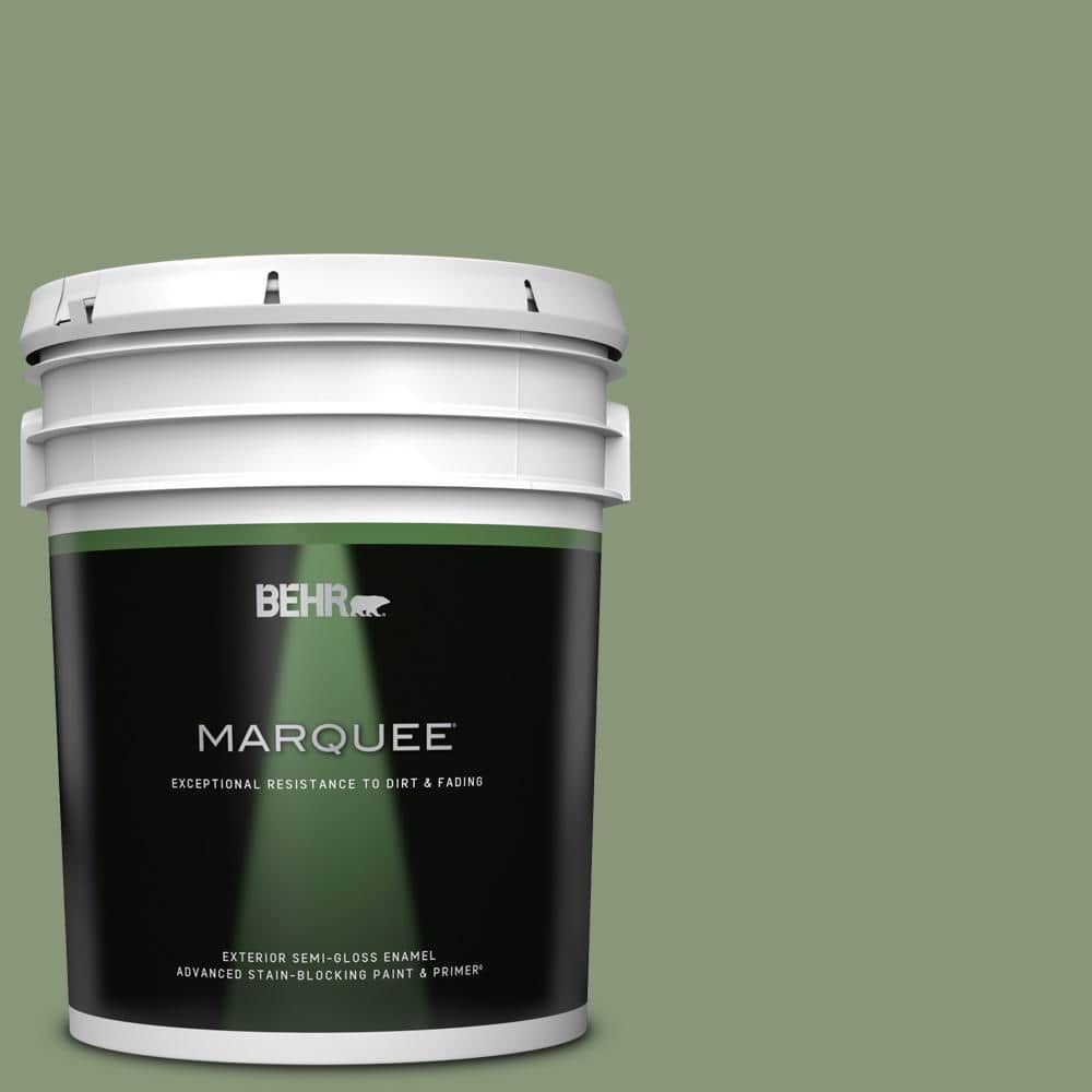 BEHR MARQUEE 5 gal. #S390-5 Laurel Tree Semi-Gloss Enamel Exterior ...