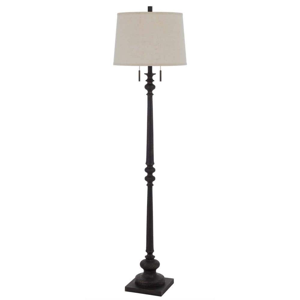 HomeRoots 63 in. Rust 2 Dimmable (Full Range) Standard Floor Lamp for ...