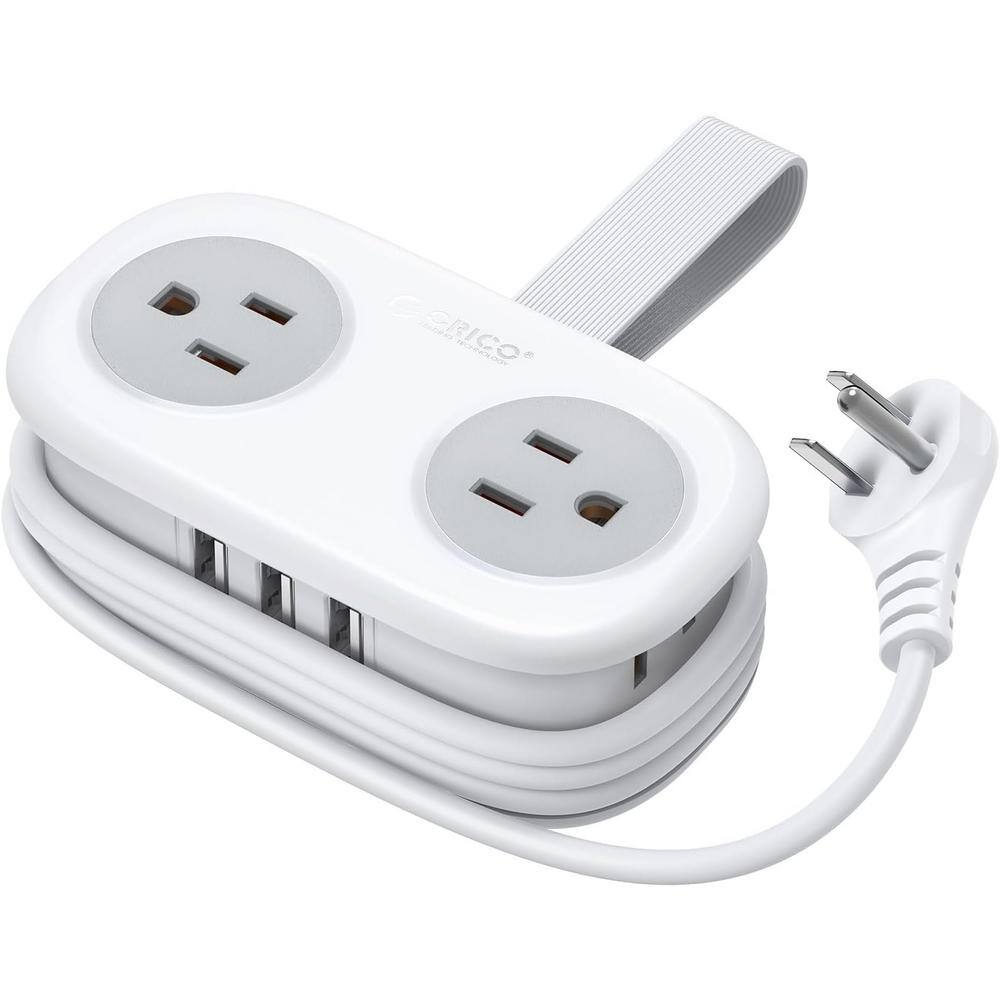 Lukyamzn 4 ft. White Travel Power Strip Compact Wrapped Short Extension ...