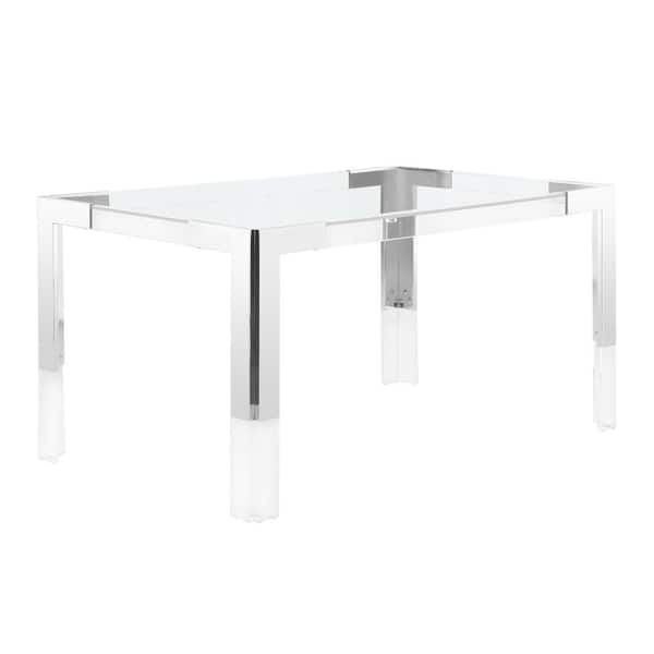 Best Master Furniture Leah 60 in. W Rectangle Glass Dining Table in ...