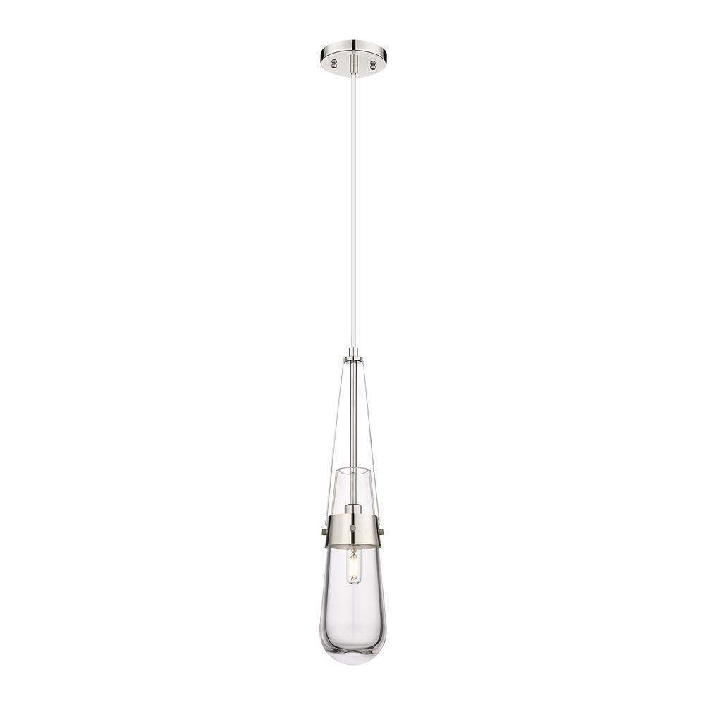 Innovations Milan 100-Watt 1 Light Polished Nickel Shaded Pendant Light ...