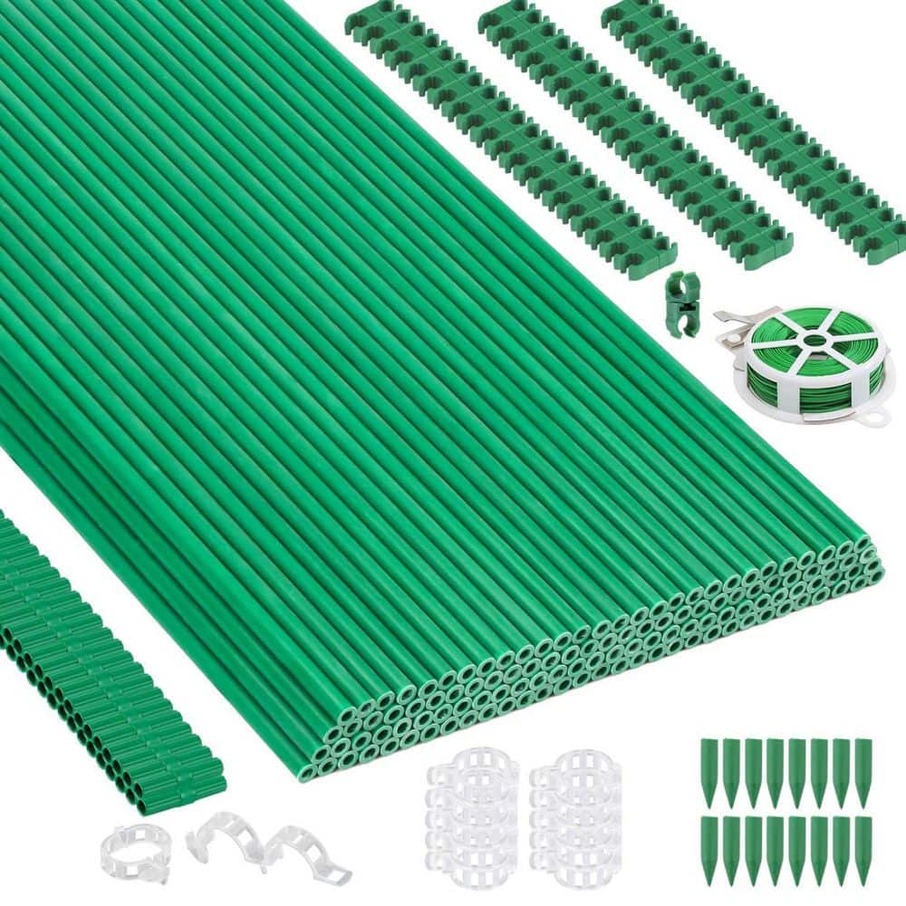 ATENGNES 393-Pieces Garden Stakes Set 120-Fiberglass Plant Stakes 4-7 ...