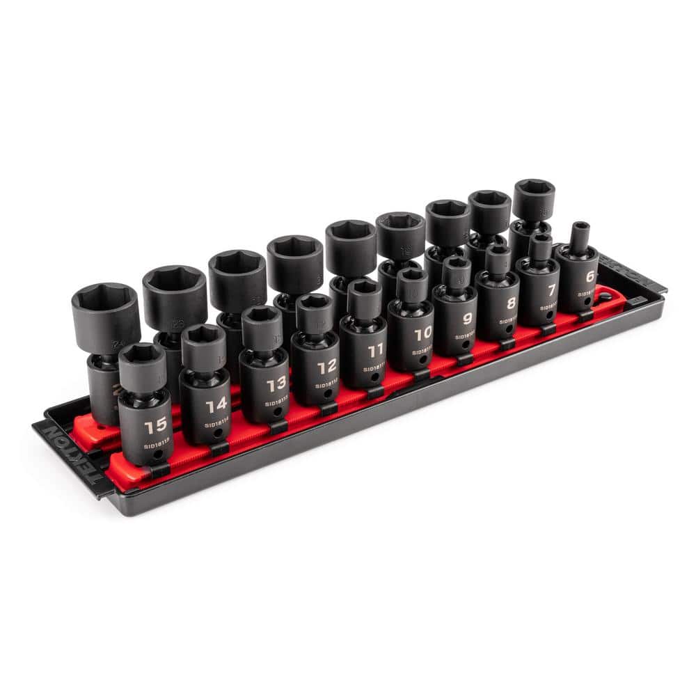 TEKTON 3/8 in. Drive 6-Point Universal Joint Impact Socket Set with ...