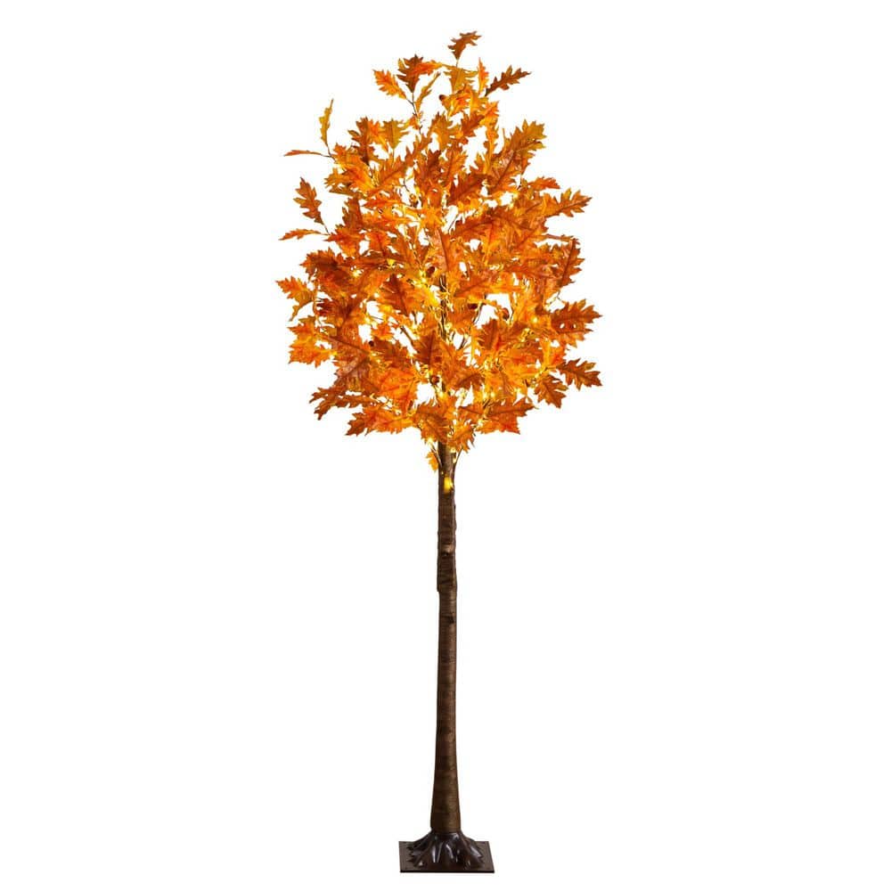 Nearly Natural 6 ft. Pre-Lit Burnt Orange Autumn Maple Artificial Fall ...