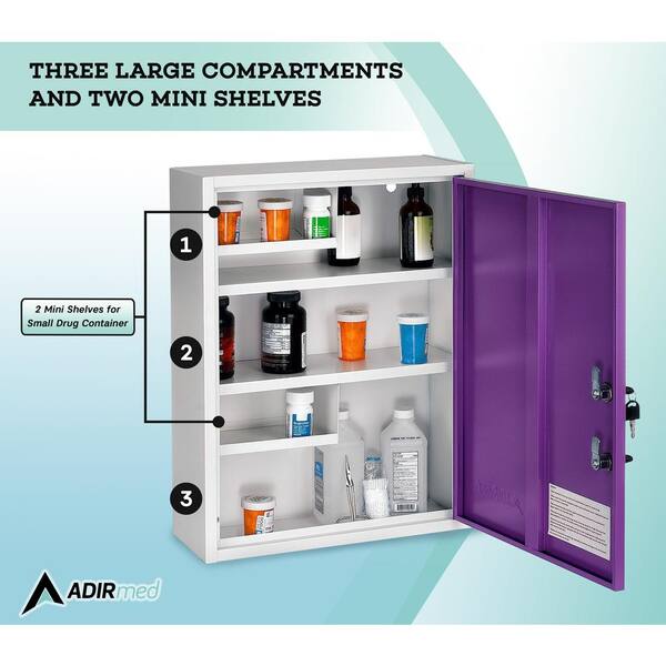 Vivacomfort 16 in. W x 21 in. H Medium Purple Metal Surface Mount Dual Locking Medicine Cabinet without Mirror 999 04 PUR MK
