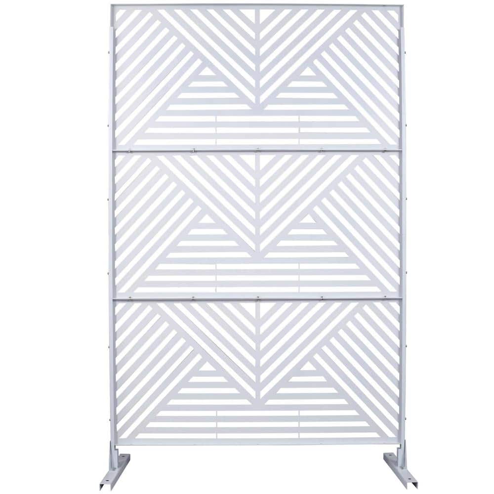 Boosicavelly 76 in. H x 48 in. W White Steel Privacy Fence Screen for ...