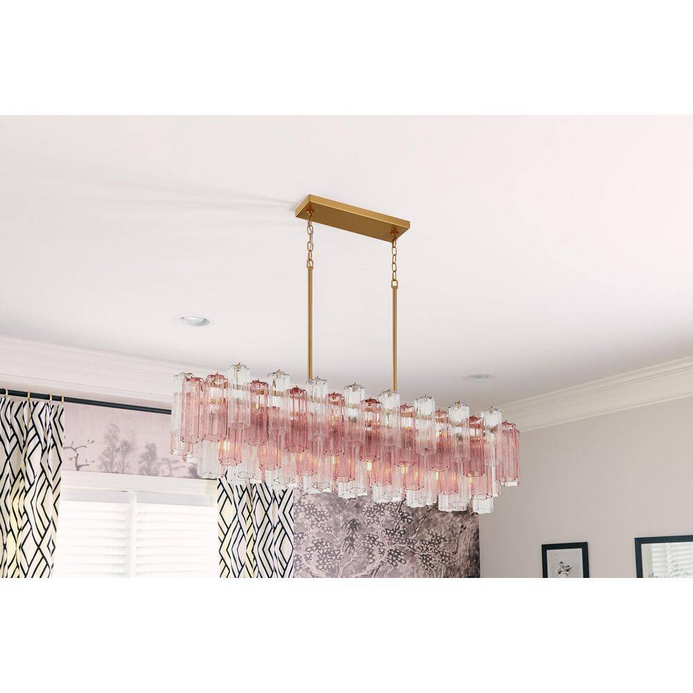 Crystorama 00633779102370,52, Addis 14-Light Aged Brass Linear ...