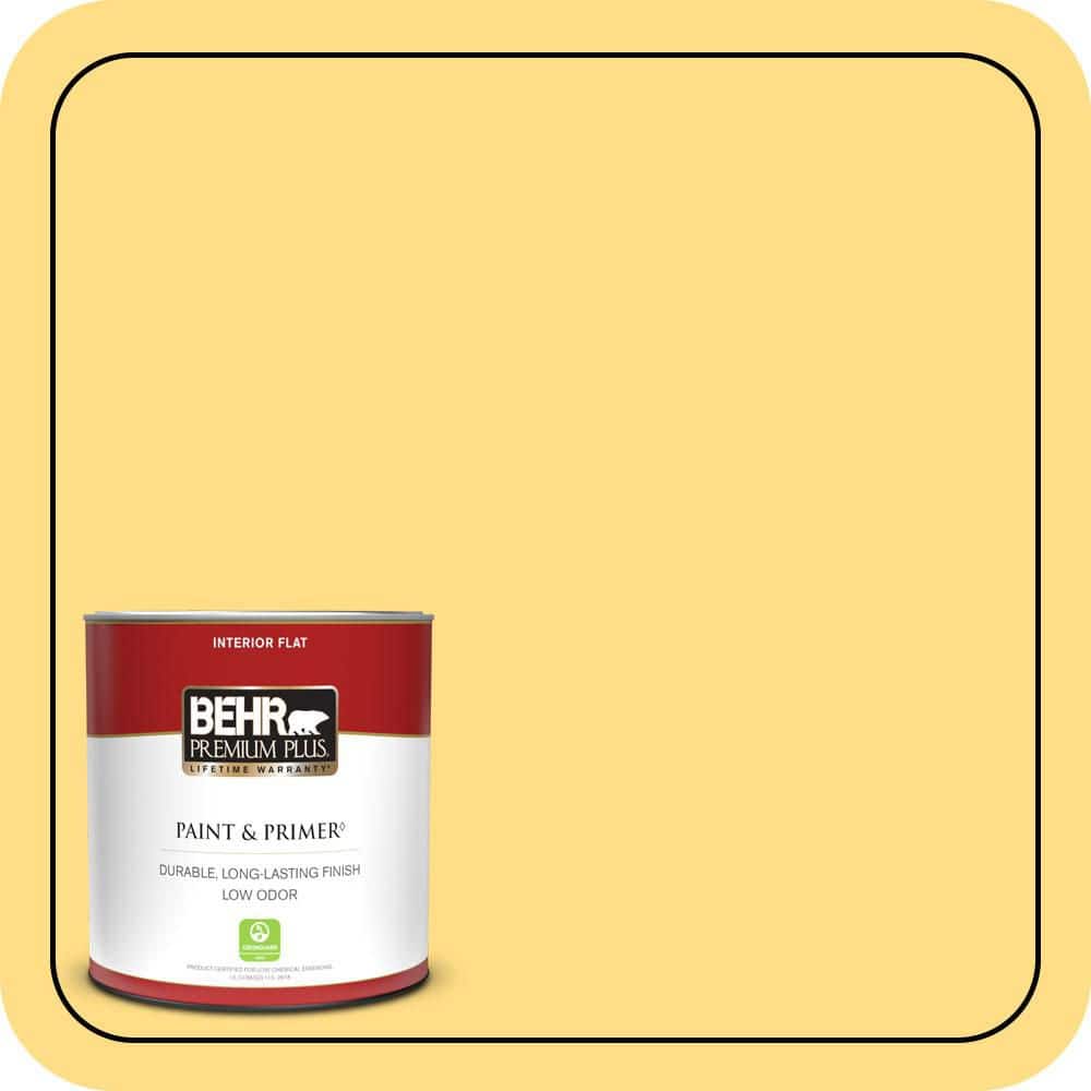 BEHR PREMIUM PLUS 1 qt. #330B-5 Yellow Corn Flat Low Odor Interior ...