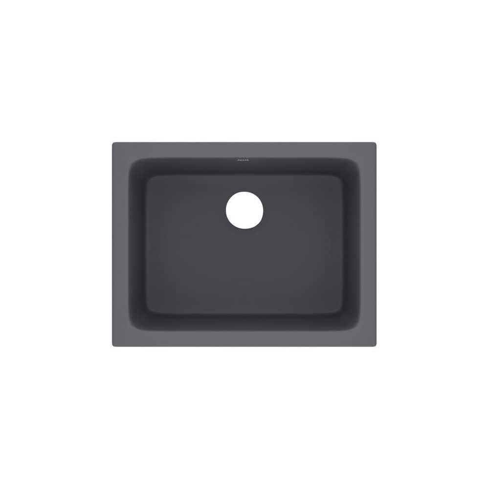 ROHL Allia 24 in. Undermount Single Bowl Satin Grey Fireclay Kitchen ...