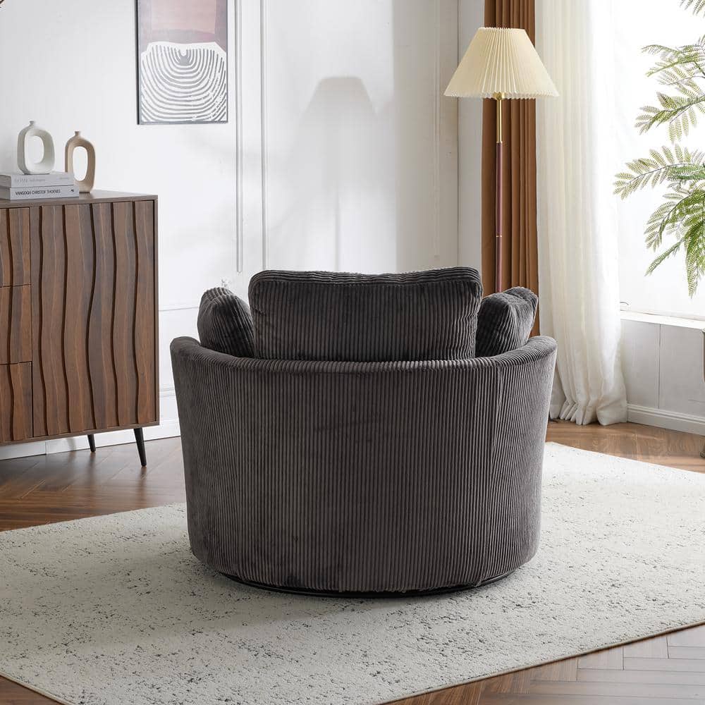 Winado Gray Velvet Accent Chair with Swivel Turntable K1G98000387 - The ...