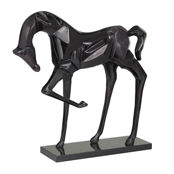 Litton Lane 5 in. x 18 in. Black Aluminum Horse Sculpture 042879 - The ...