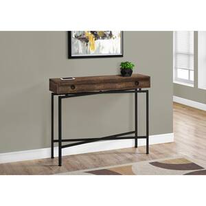 32 in. Espresso Standard Rectangle Console Table with Storage HD2408 ...