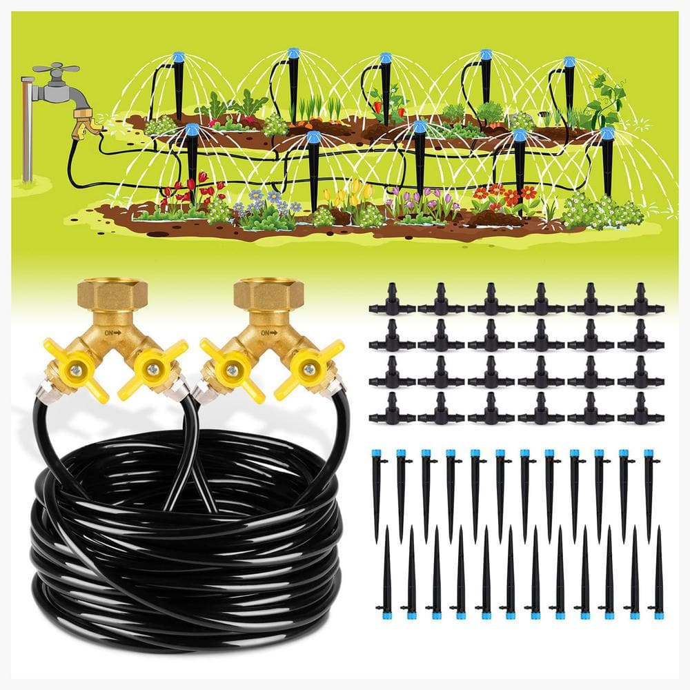 Tatayosi 100 Ft. Drip Irrigation Kit Plant Watering System, DIY ...