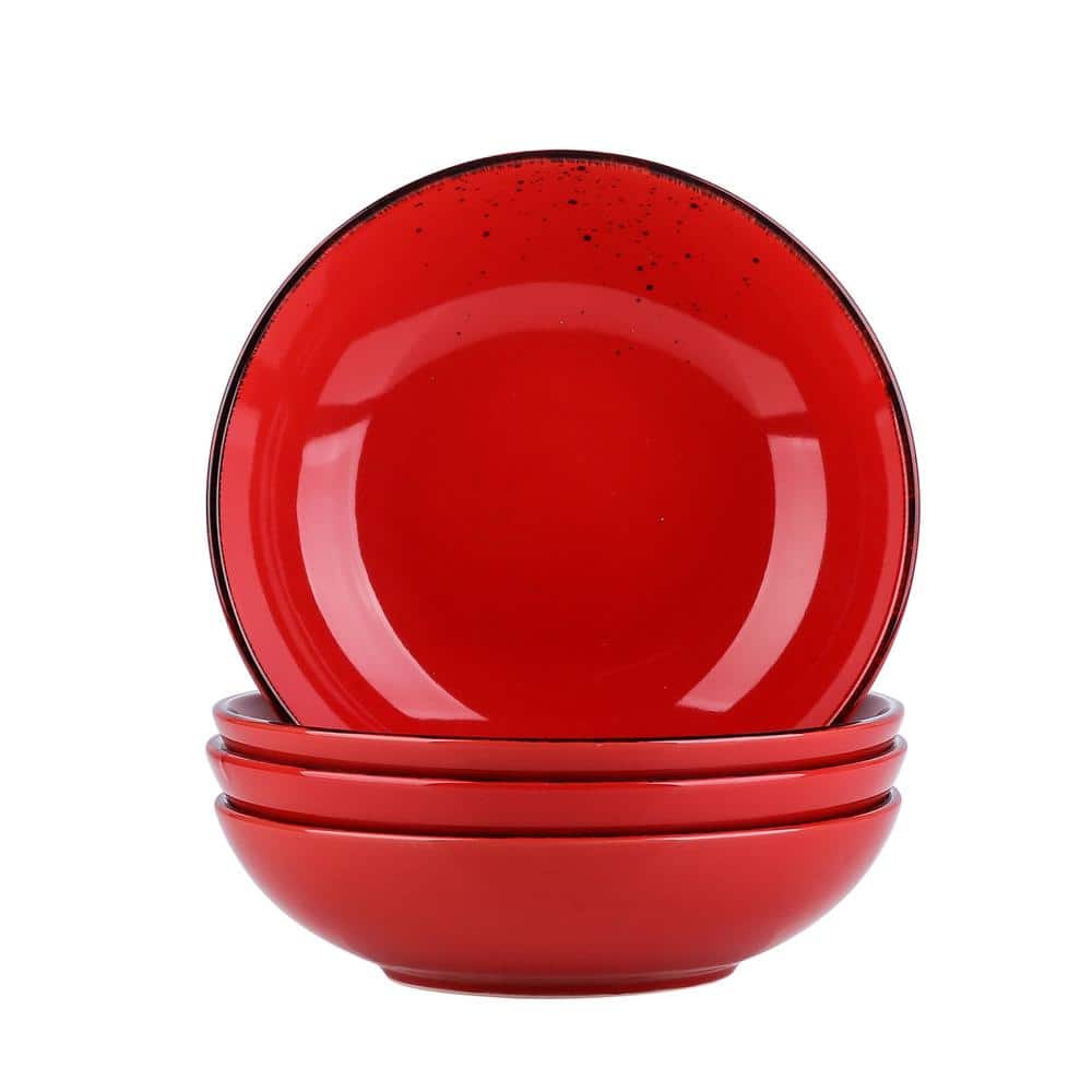 vancasso 4-Piece Red Ceramic Dinnerware Set Soup Plates Salad Pasta ...