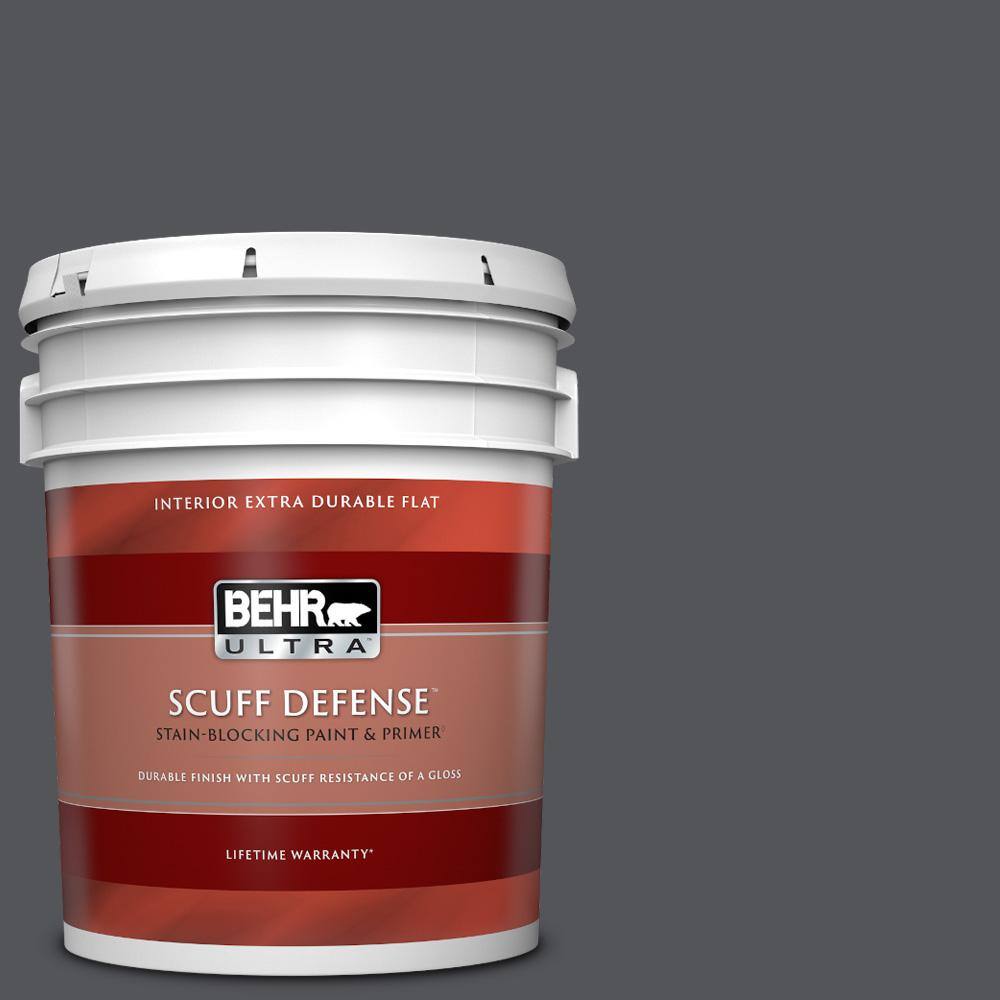 BEHR ULTRA 5 gal. #N510-6 Orion Gray Extra Durable Flat Interior Paint ...