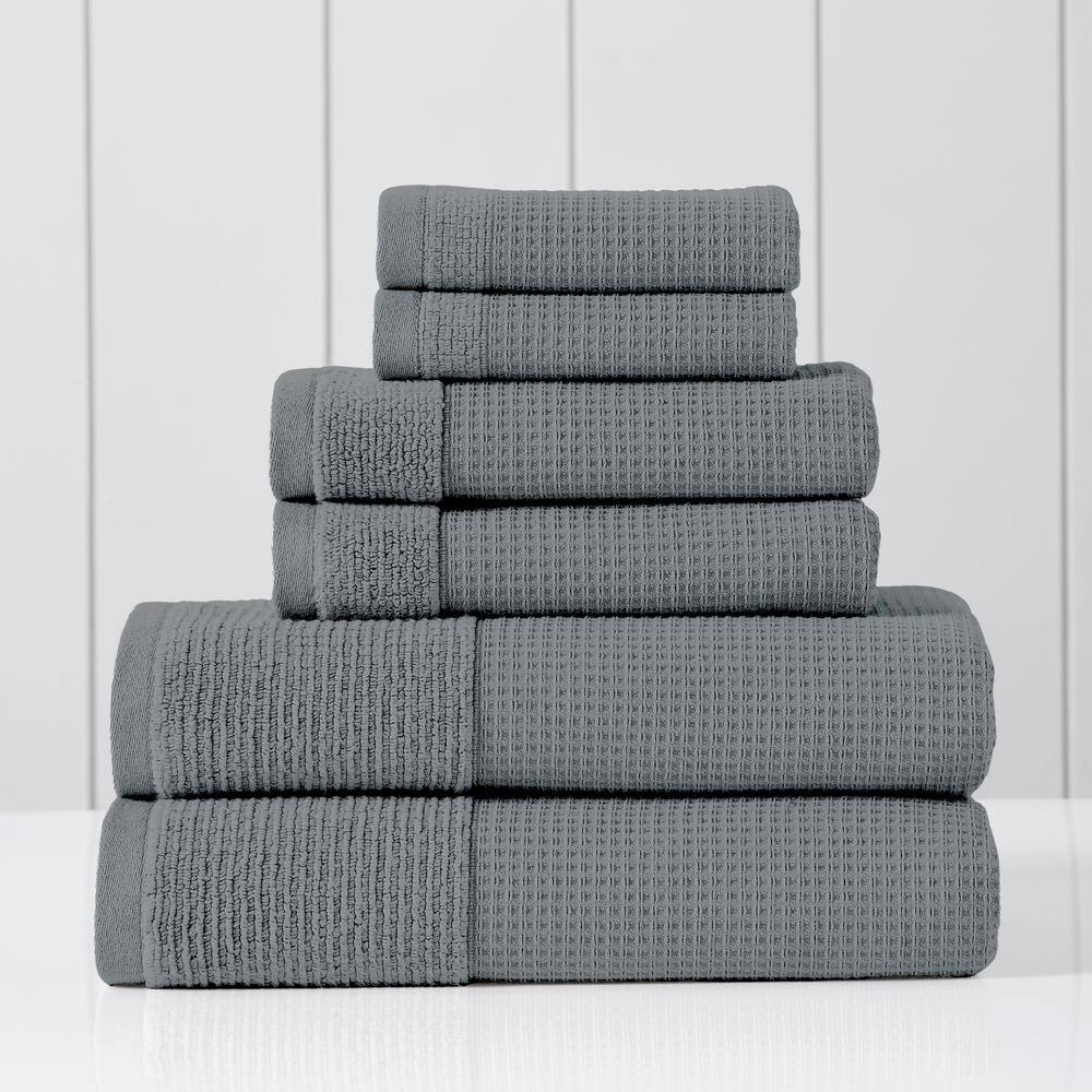 MODERN THREADS Waffle-Rib 6-Piece Cotton Towel Set Carbon 5ZTWFRBE-CBN ...