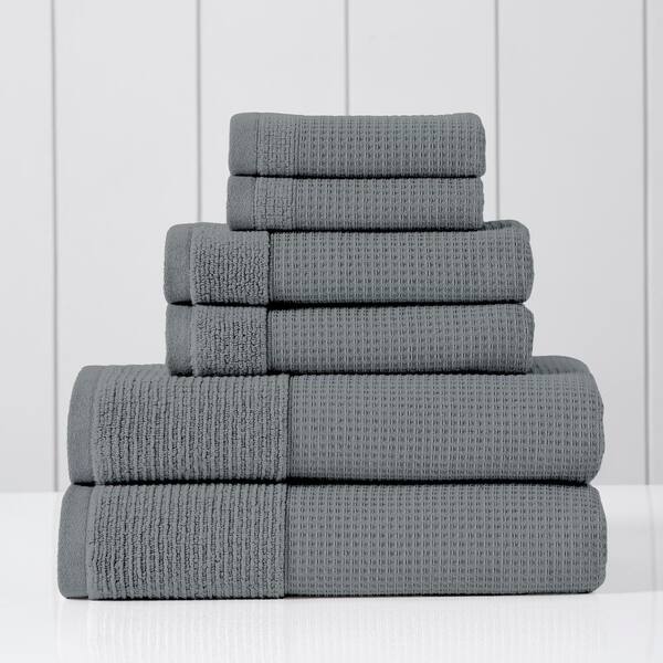 MODERN THREADS Waffle-Rib 6-Piece Cotton Towel Set Carbon 5ZTWFRBE-CBN ...