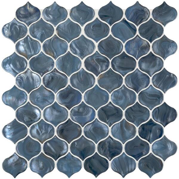 MSI Take Home Tile Sample - Blue Shimmer Arabesque 6 in. x 6 in. x 8 mm ...
