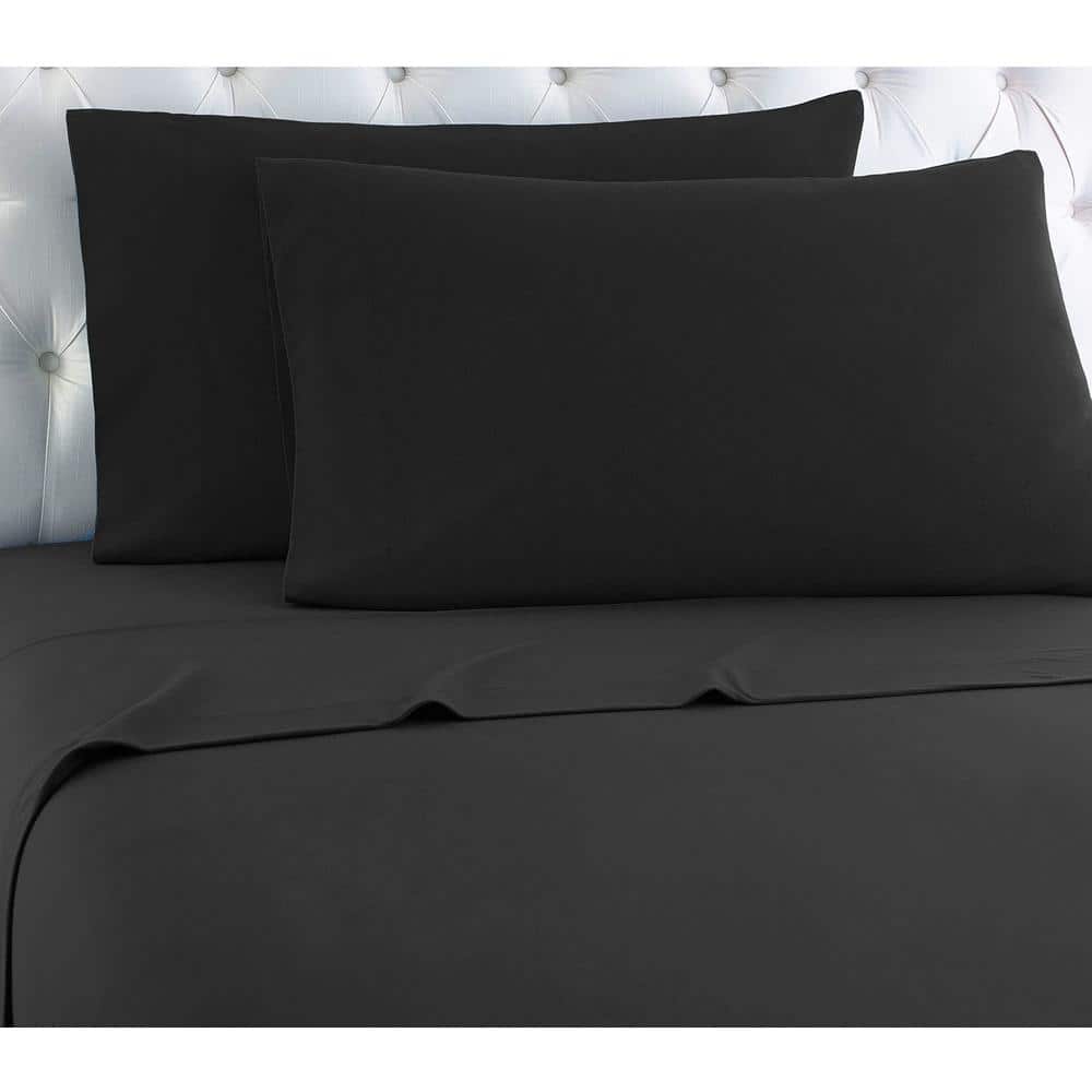 Micro Flannel 4-Piece Charcoal Solid Flannel California King Sheet Set ...