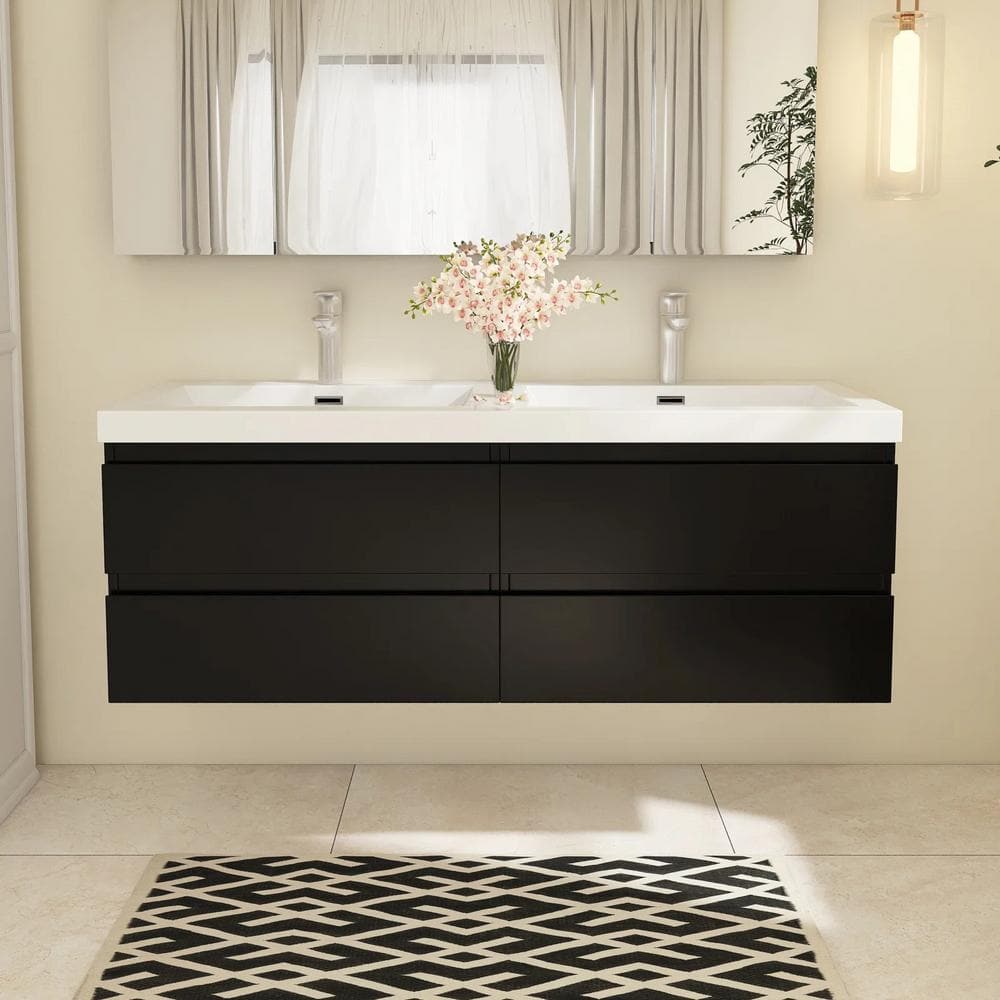 Boosicavelly 60 in. W x 20 in. D x 22.5 in. H Double Sink Wall-Mounted ...