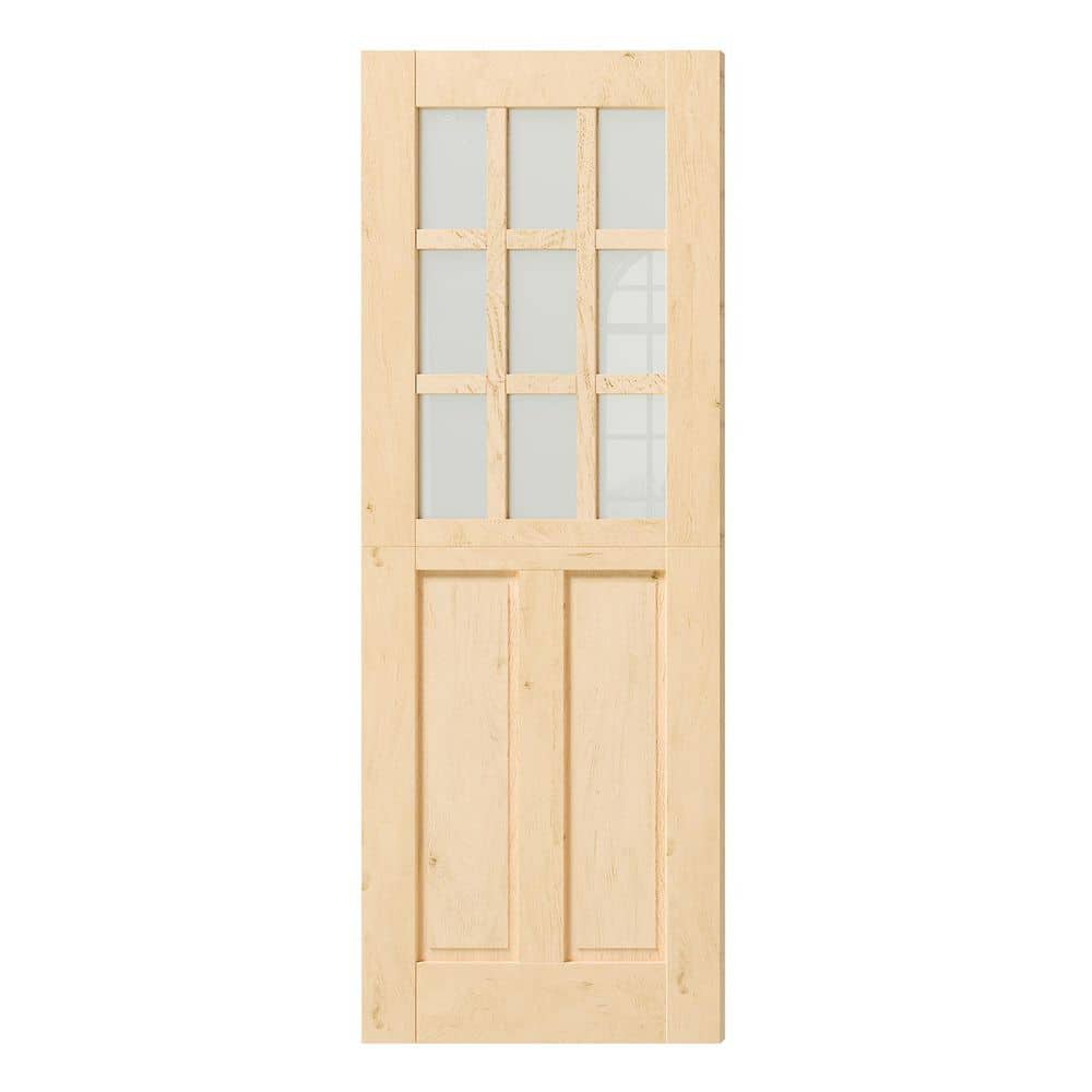 TENONER 28in. x 80in. 9 Lites, Frosted Glass, Primed Half Split ...