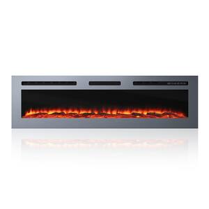 Mondawe 50 in. Stainless Steel Wall Mounted Electric Fireplace with ...