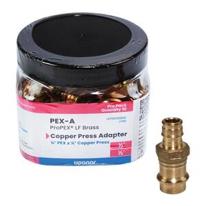 Uponor ProPEX 1/2 in. PEX-A Expansion Barb x 1/2 in. Lead-Free Brass Copper Press Adapter (25 ...
