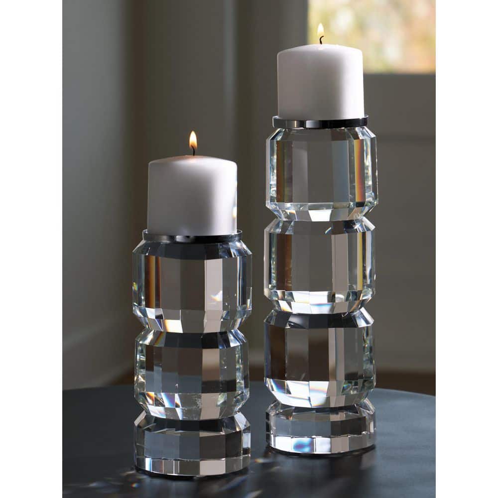 Signature DESIGN BY ASHLEY Brentley Clear Crystal Pillar Candle Holder ...