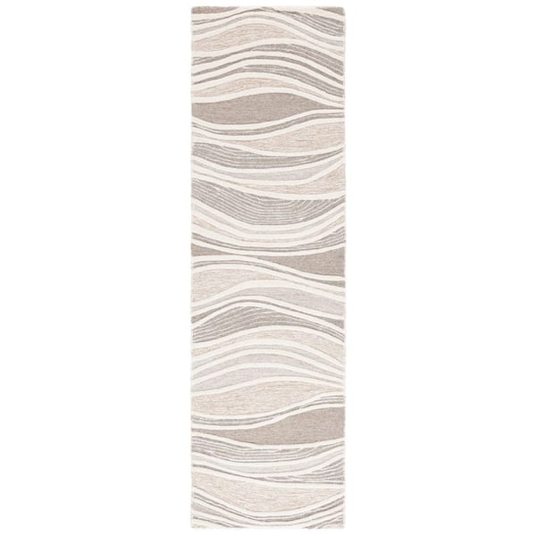 SAFAVIEH Fifth Avenue 2 ft. x 8 ft. Natural/Ivory Abstract Waves Runner ...