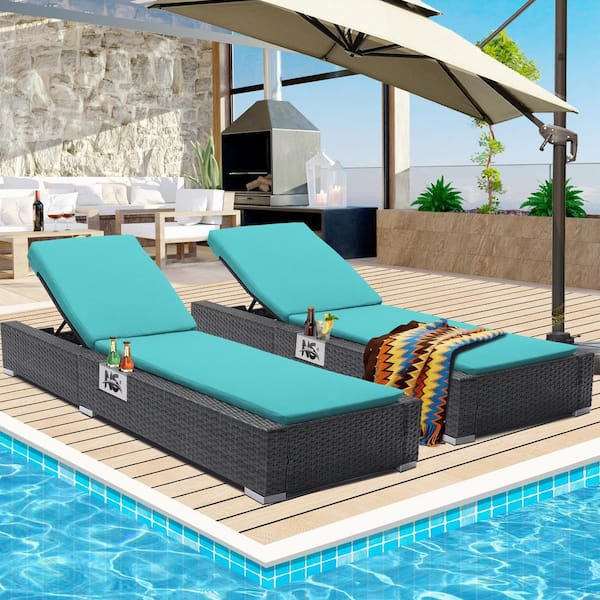 FINCATI 2-Piece Patio Furniture Adjustable Reclining Wicker Outdoor ...