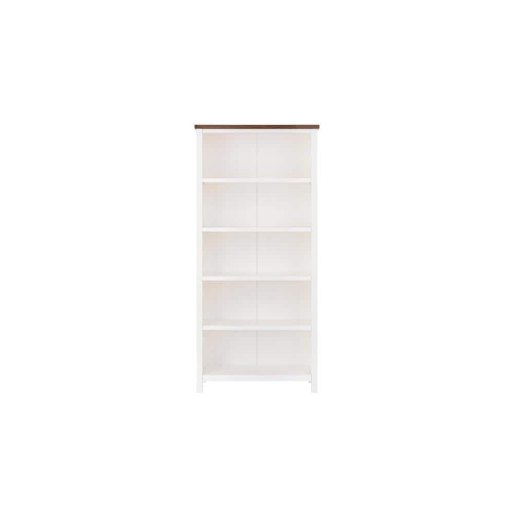 Home Decorators Collection 69 in. Appleton White/Haze Wood 5-shelf ...