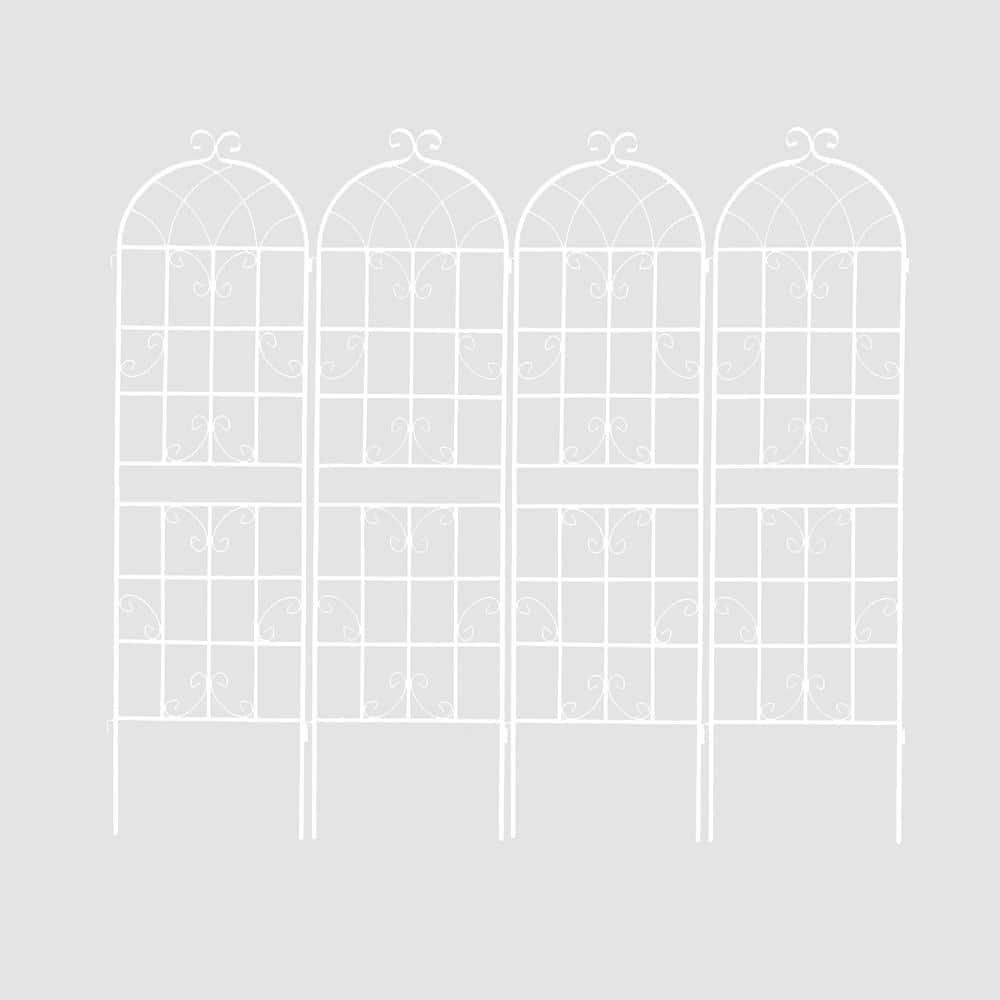 Tenleaf 80 in. x 71 in. in White Metal Garden Trellis for Climbing ...
