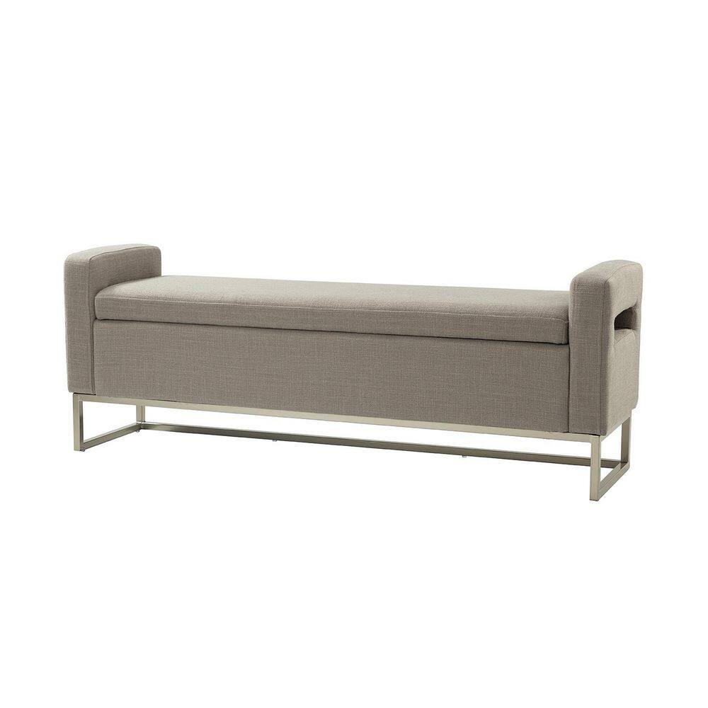 ARTFUL LIVING DESIGN Justo Wide Grey Storage Bench with Metal Legs 59.1 ...