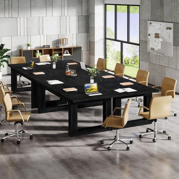 BYBLIGHT Moronia 63 in. Rectangle Executive Desk Black Wood Computer ...