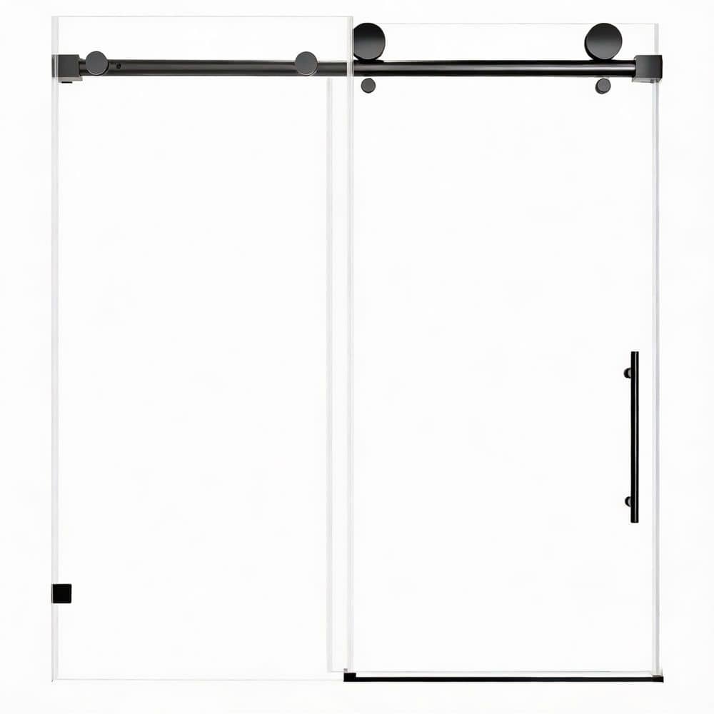 LIVACA 56-60 in. W x 60 in. H Single-Sliding Frameless Tub Door in ...
