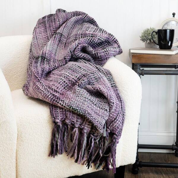 DONNA SHARP Heritage Woven Purple Acrylic Throw Blanket 70055 - The ...