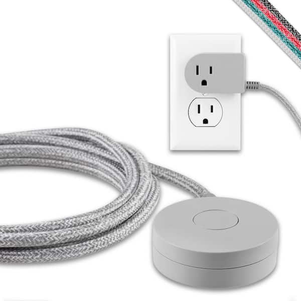 Cordinate Cordinate 6 ft. Braided Cord Grounded Tabletop Switch, Gray ...