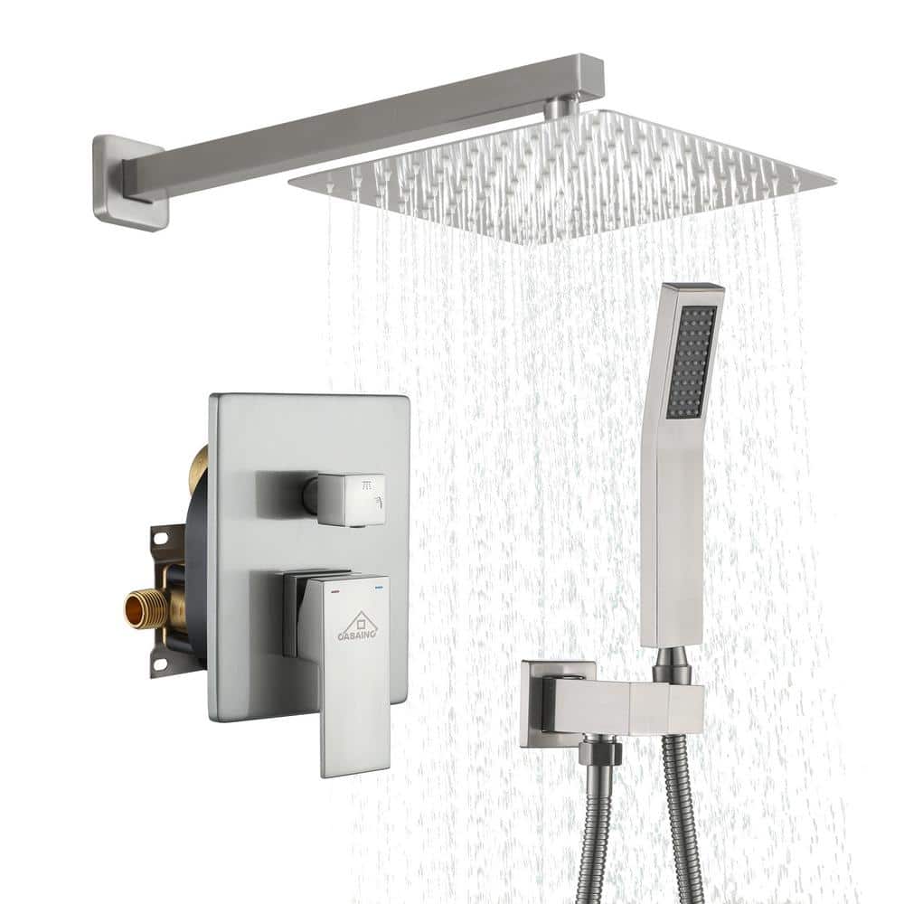 CASAINC 2-Function 10 in.Wall-Mounted Shower System in Brushed Nickel ...