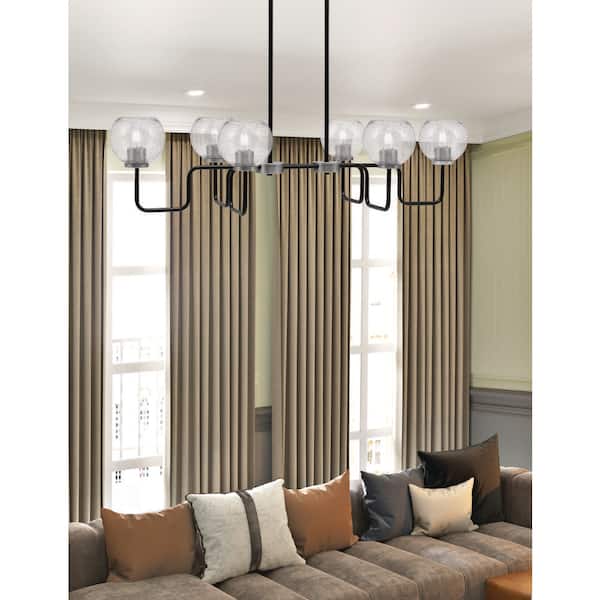 Elonia 6 Light Matte Black and Graphite Linear Chandelier with 5.75 in ...
