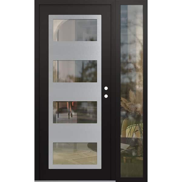 Tessari Doors C2 52 in. x 80 in. Silver P Left-Hand/Inswing Clear Glass ...