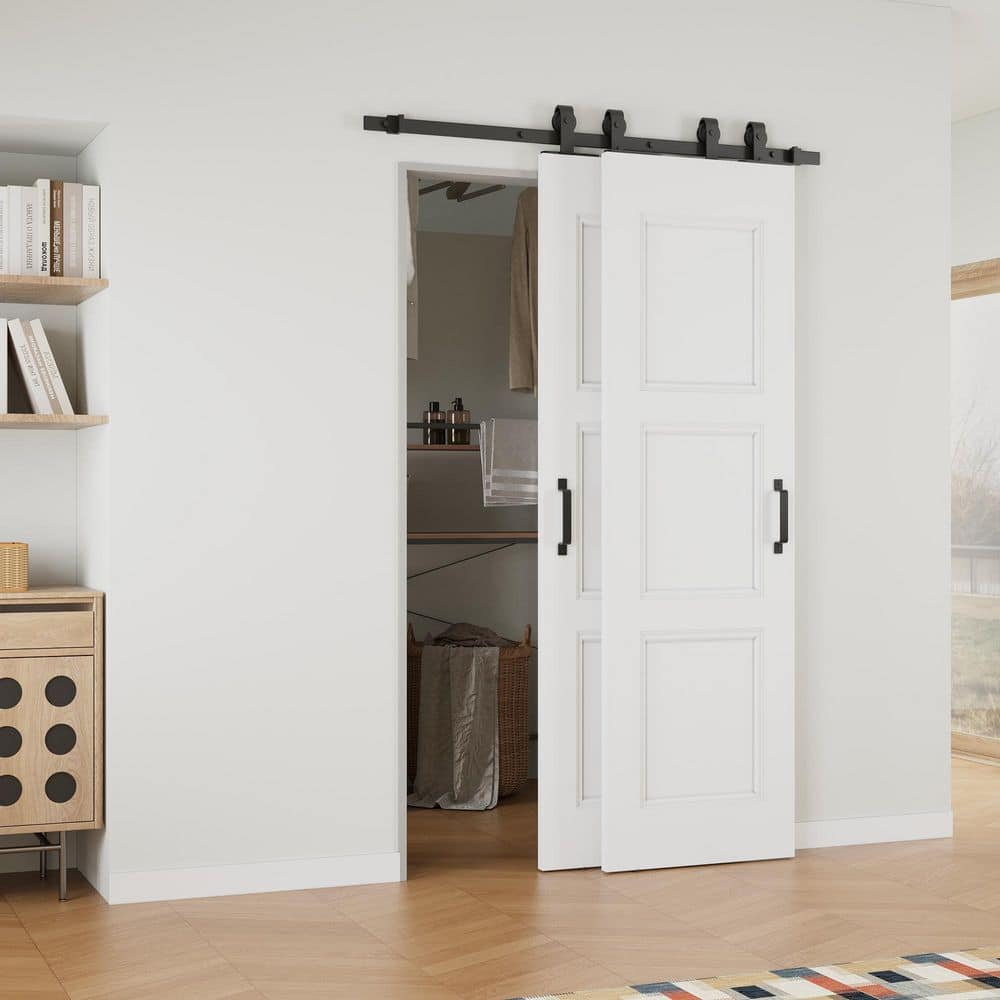 ARK DESIGN 40 in. x 80 in. (Double 24 in. ) 3-Panel White Primed Solid ...