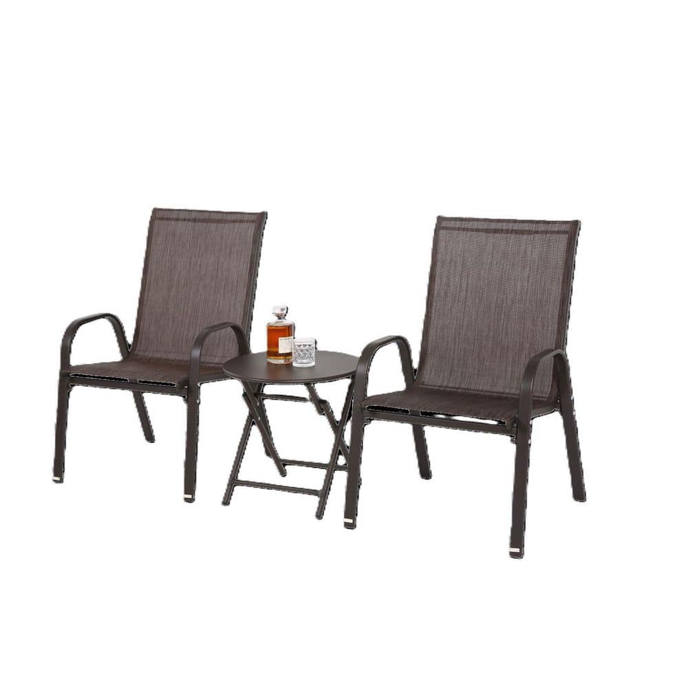 Sudzendf 3-Piece Metal Patio Conversation Set, Outdoor Seating Set with ...