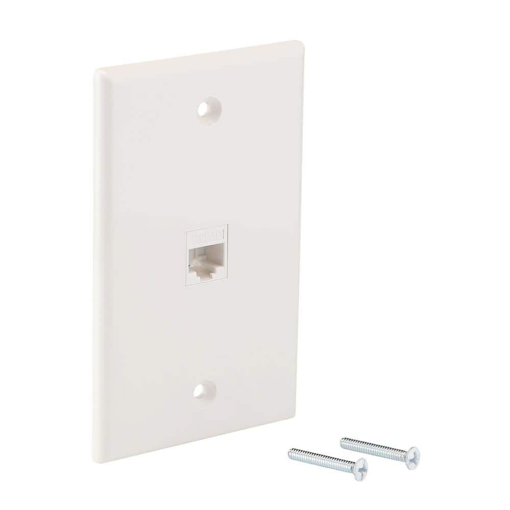 Commercial Electric 1-Gang White Ethernet Plastic Wall Plate DPPSSW-1E ...
