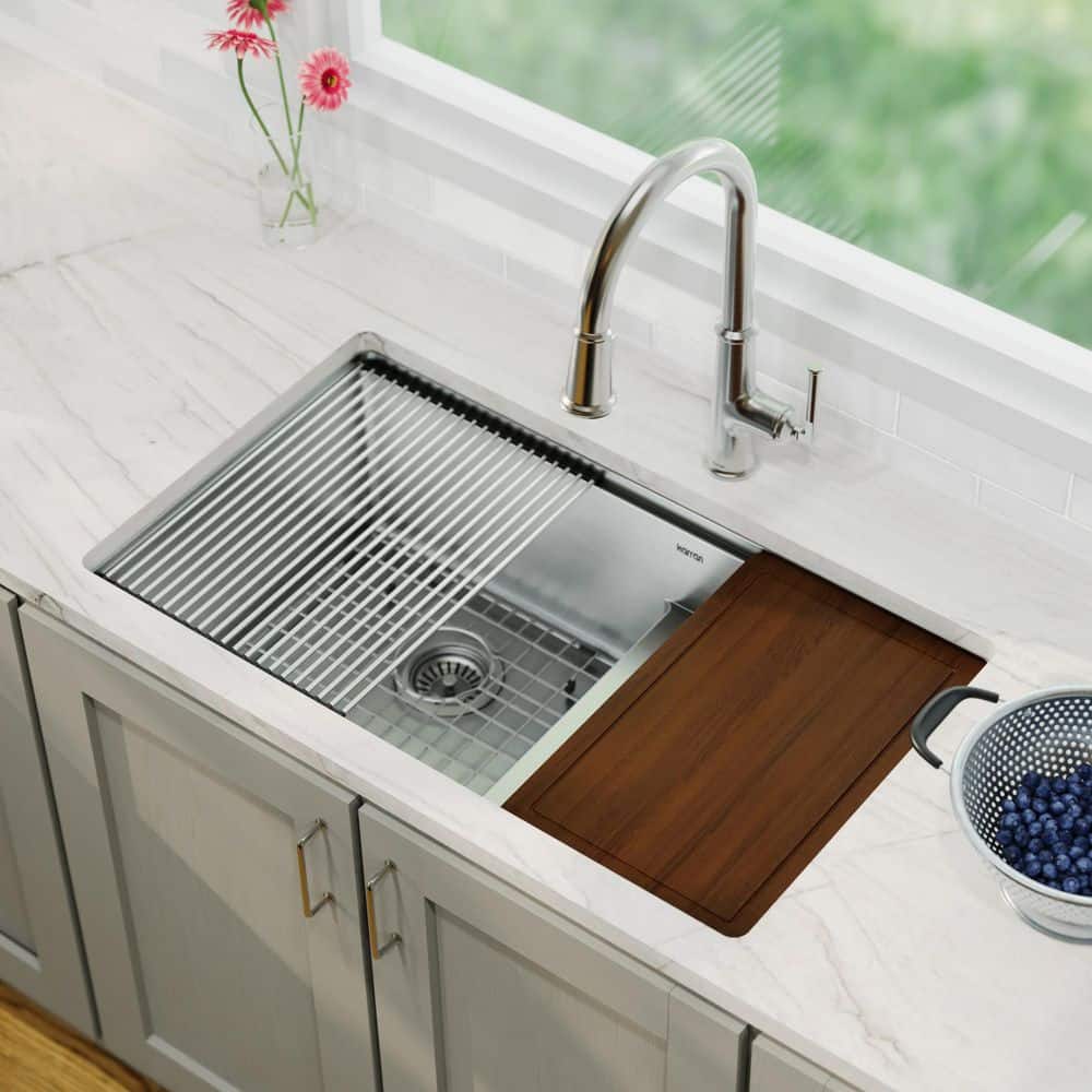 Karran 32 in. Undermount 60/40 Double Bowl 16-Gauge Stainless Steel ...