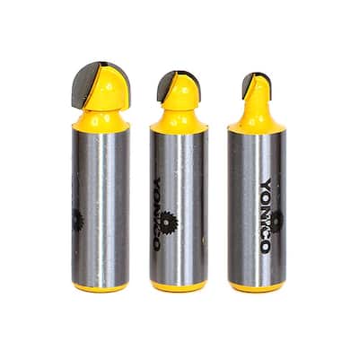 Yonico 1/4 in. Carbide Core Box Shank Tipped Router Bit Set (3-Piece ...