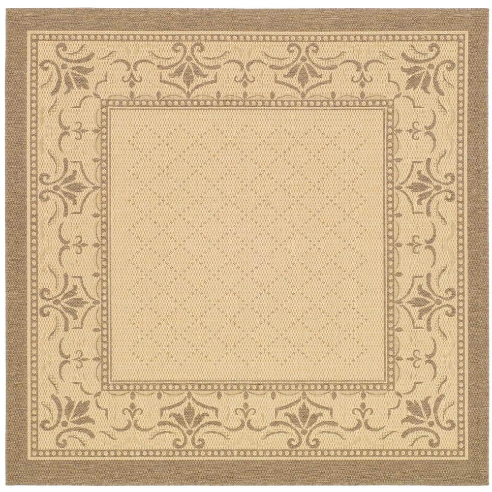 SAFAVIEH Courtyard Natural/Brown 8 ft. x 8 ft. Square Border Indoor ...