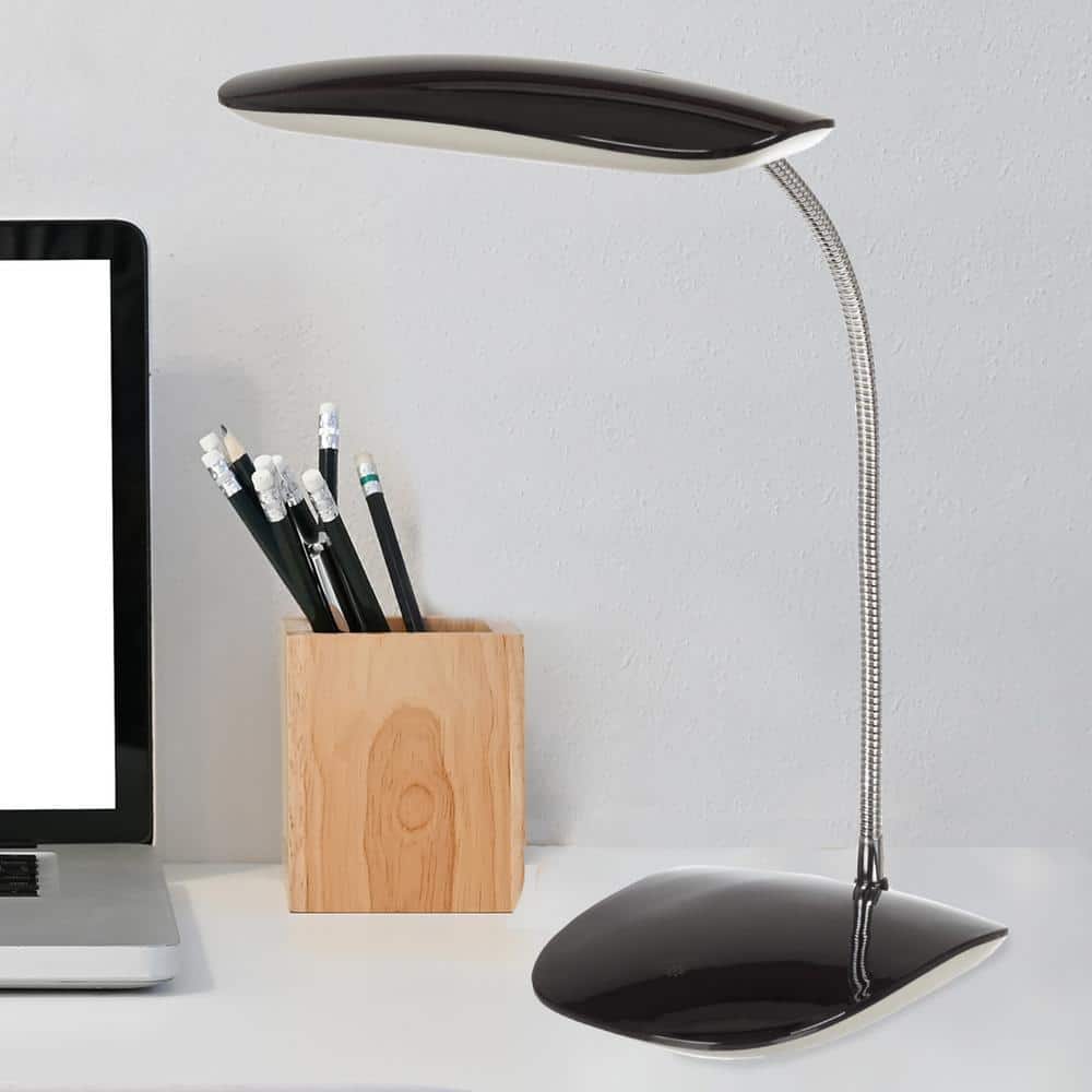 Lavish Home 12.5 in. Black Desk Lamp with Touch Activated 18 LED USB 72 ...