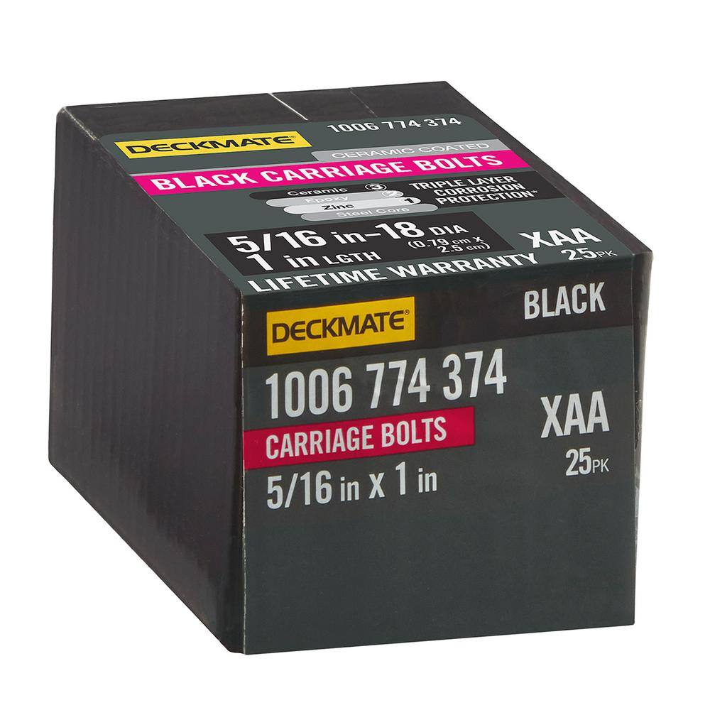 DECKMATE 5/16 in. -18 x 1 in. Black Deck Exterior Carriage Bolt (25 ...