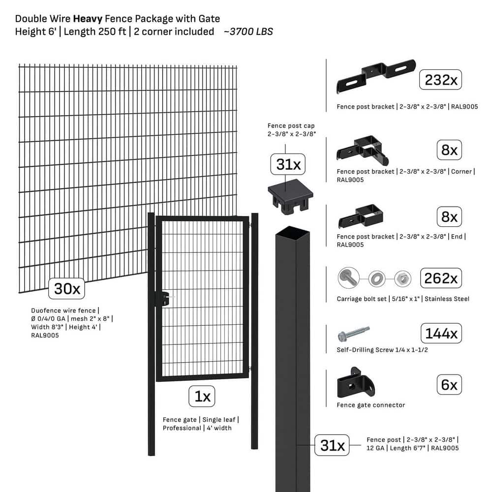 TARTER Double-Wire Heavy Duty 250 ft. x 6 ft. Steel Flat Top Spaced ...