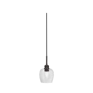 Albany 60-Watt 1-Light Espresso Pendant Mini Pendant Light Smoke Ribbed ...